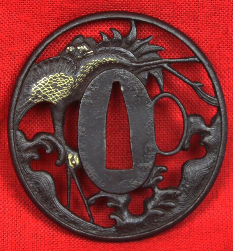 The Lanes Armoury | A Superb signed Tetsu tsuba With Pure Gold Inlaid ...